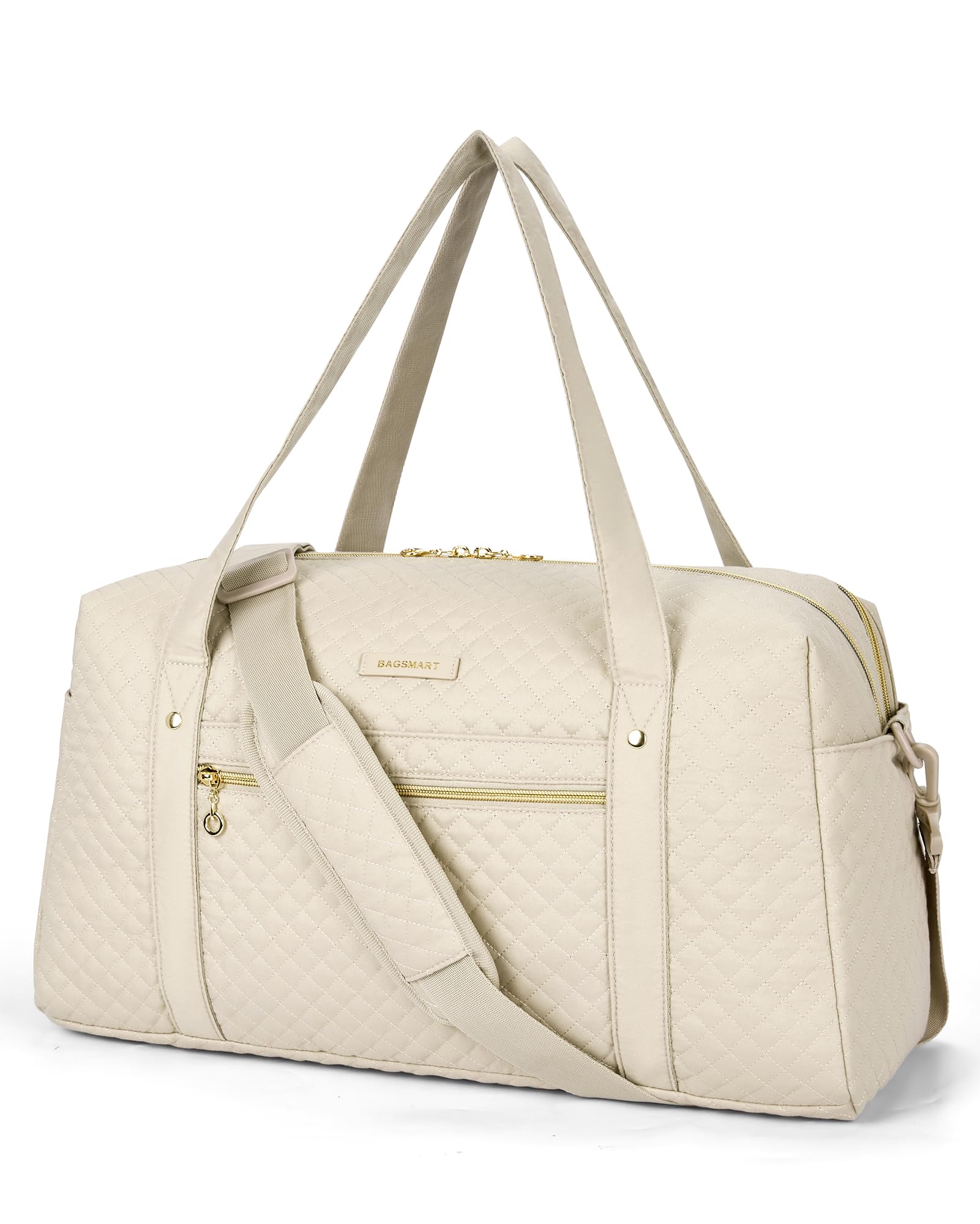 BAGSMART Travel Duffle Bag 31L Quilted Weekender Overnight Bag for Women with Laptop Compartment, Large Carry On Airport Bag with Wet Pocket & Shoe Bag for Travel, Business Trips, Sports