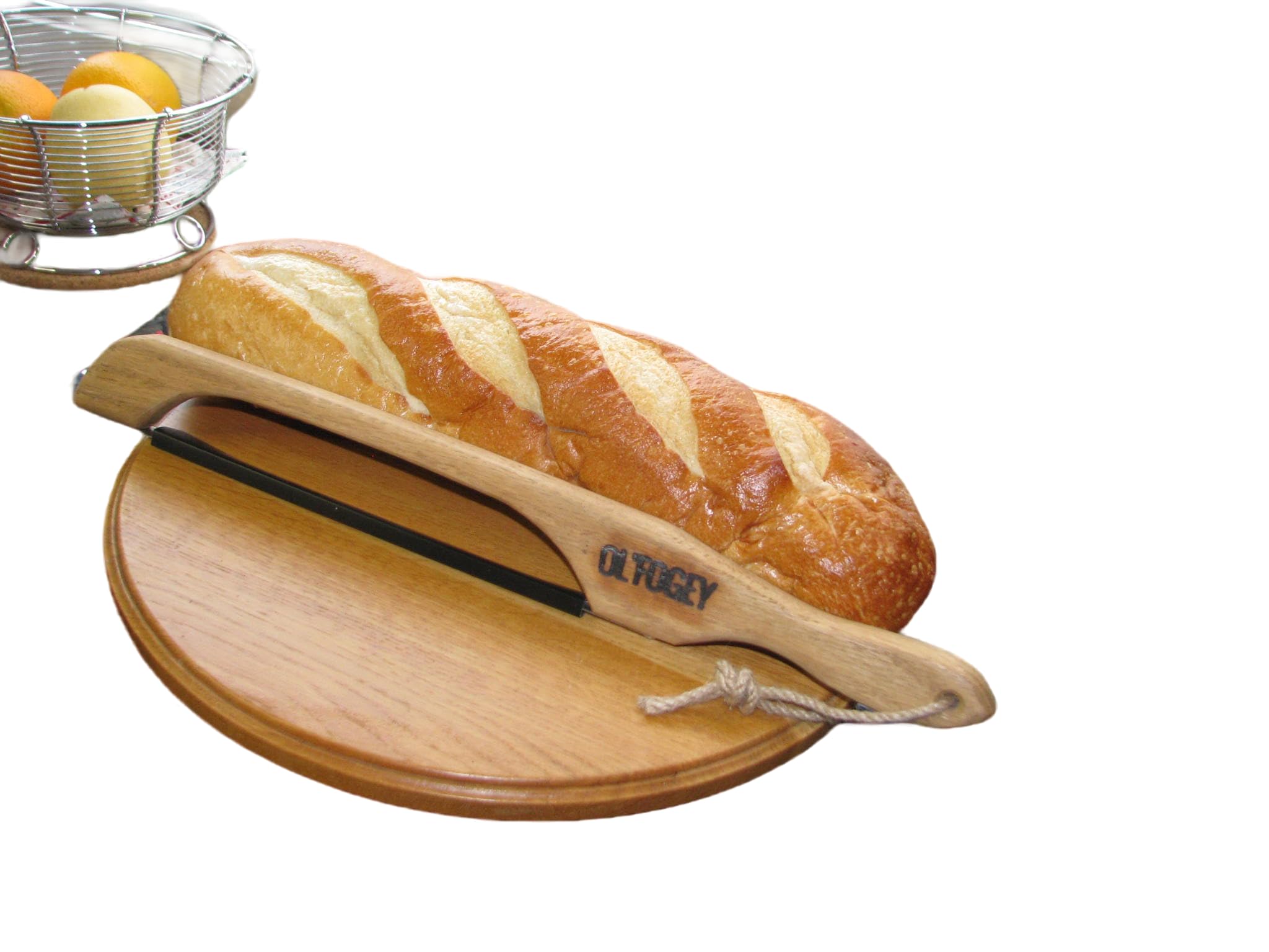 BREAD Knife islice.ca Bagel Knife - solid oak bow bread slicer for homemade bread - 17 inch - easy grip handle. For sourdough loaf & baguettes, easily slices crusty and hot loaves premium kitchen gift