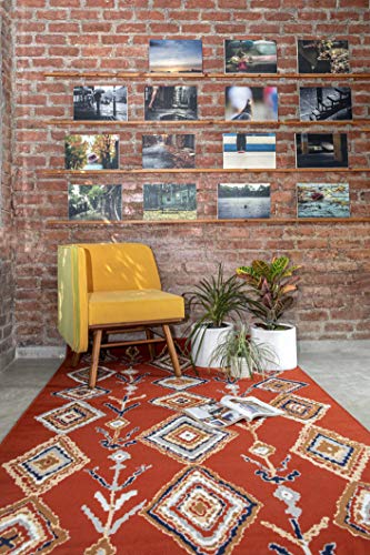 Furnish my Place Moroccan Diamond Rug - 7 ft. 8 in. x 11 ft, Rust, Geometric, Accent Rug with Transitional Style