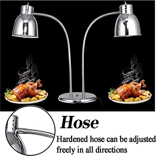 Dual 250W Bulb Commercial Food Heat Lamp, Buffet Server Plate Warmer Lamp Head Catering Portable Food Warmer Light Unit Double Head Multi-Directional Adjustment,Copper
