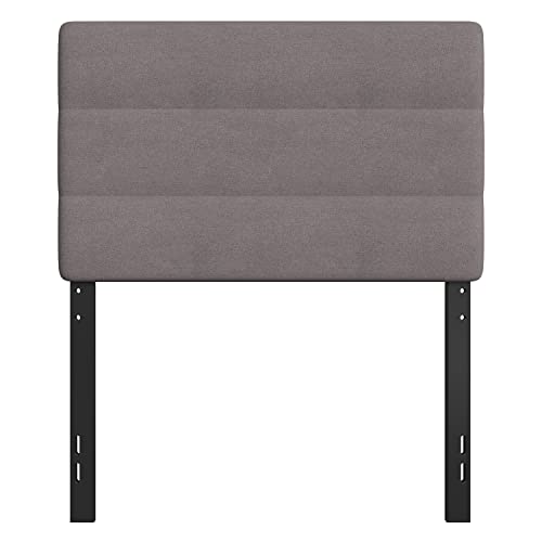 Flash Furniture Paxton Upholstered Headboard - Channel Stitched Gray Fabric Upholstery - Twin - Adjustable Height from 44.5" to 57.25" From Floor