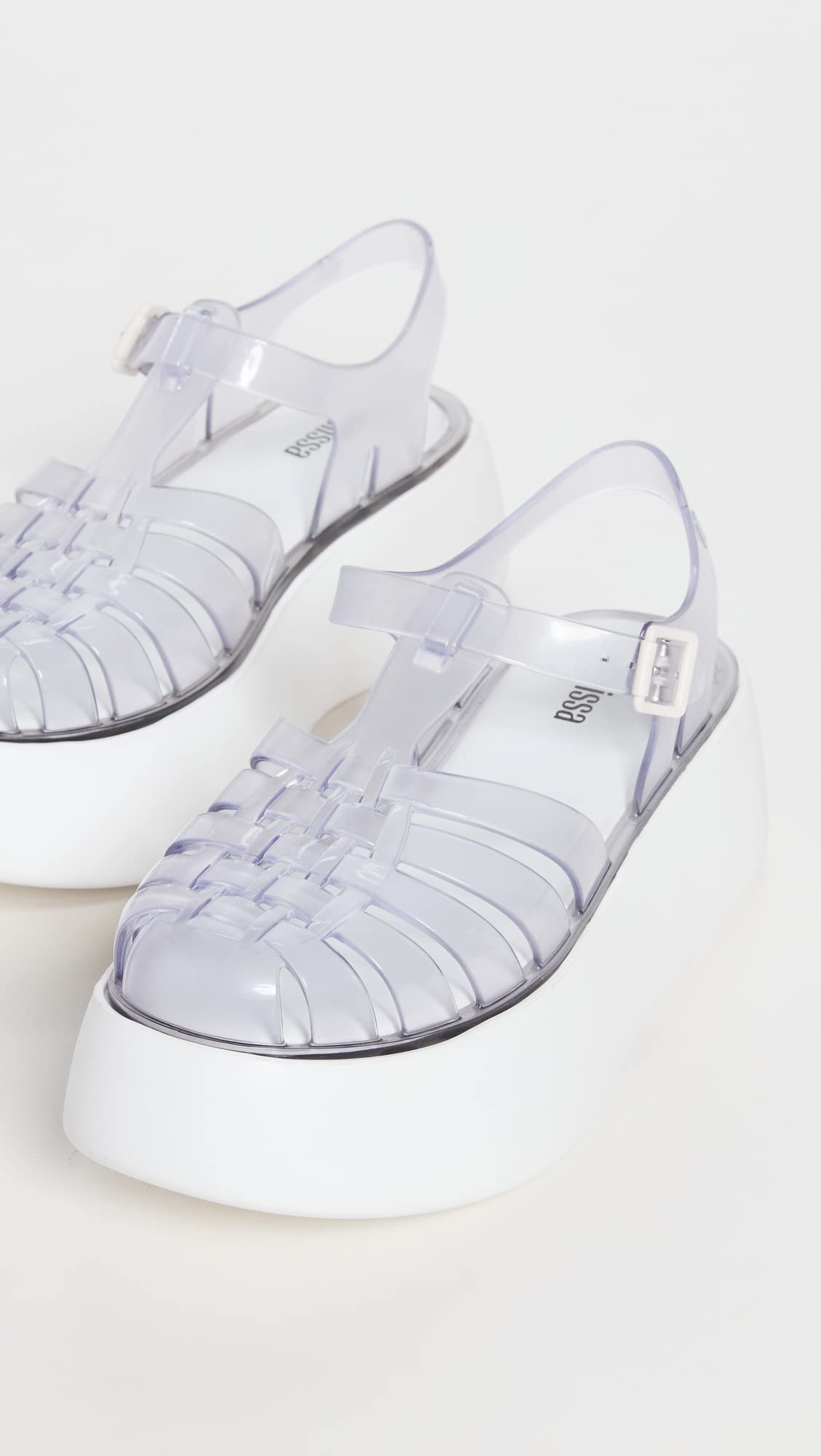 Melissa Women's Possession Plato Sandals, Clear/White, 10 Medium US