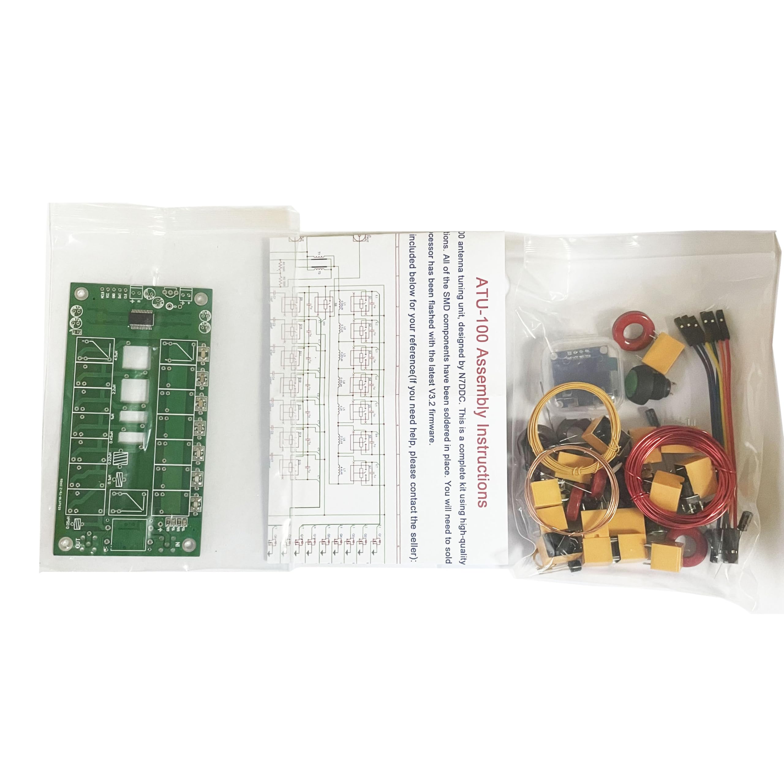 Malahit ATU-100 Antenna Tuner DIY Kits 1.8-50MHz atu100 Automatic Antenna Tuner by N7DDC 7x7 0.96 Inch OLED SMT and chip soldered 3.2 Version Firmware Programmed Unassembled