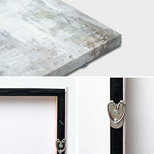 ArtbyHannah 24x32 inch Rustic Abstract Oil Paintings Wall Art with Hand Painted Textured and Aged White, Vertical Canvas Wall Art for Living Room Decor