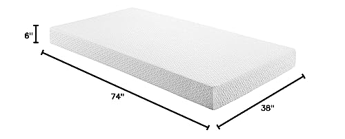 Lexicon Pelham 6-Inch Gel Infused Memory Foam Mattress, Twin, White