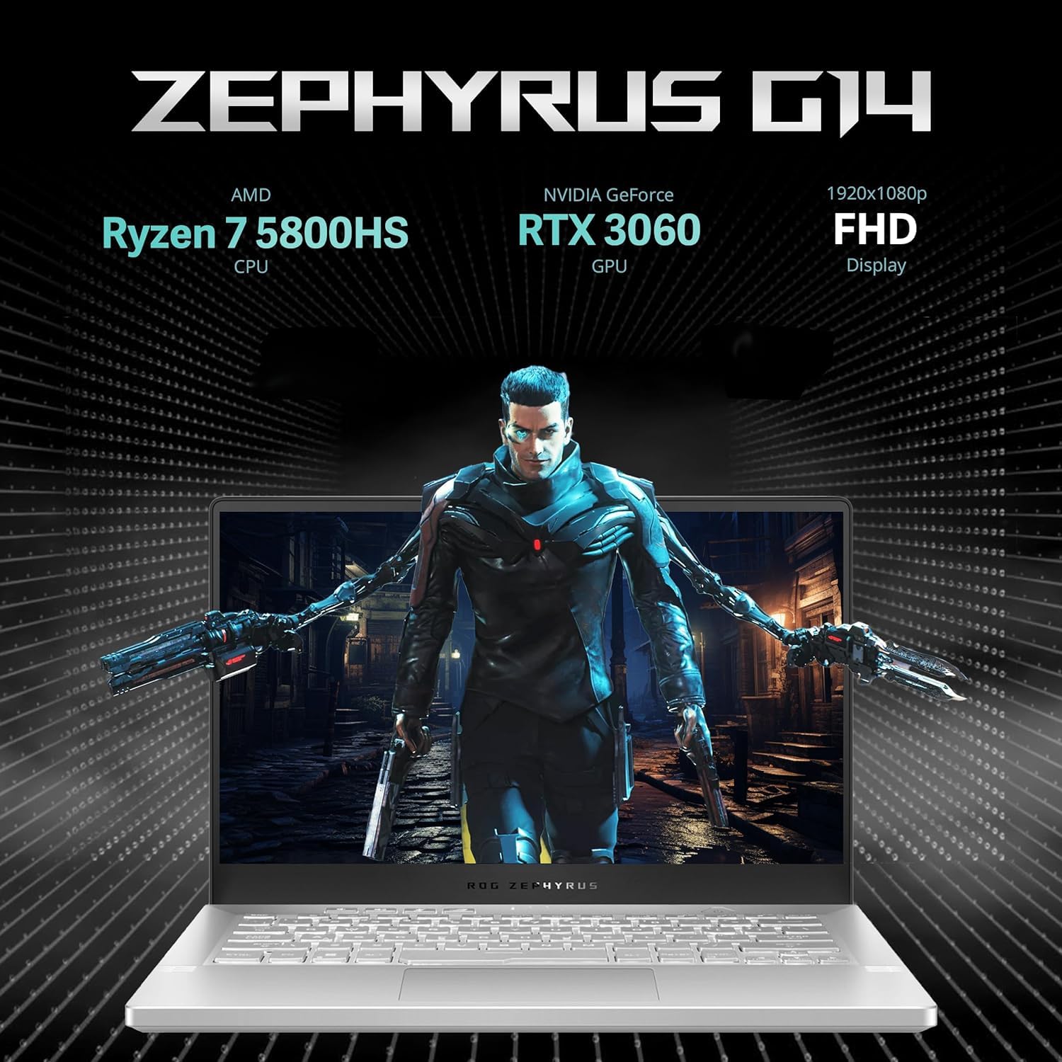 ASUS ROG Zephyrus G14 Gaming Laptop, 14β FHD 144Hz Display, AMD Ryzen 7-5800HS, NVIDIA GeForce RTX 3060 6G Graphics, 40GB RAM, 1TB PCIe SSD, Backlit Keyboard, Win 11 Home, White, w/Cloth