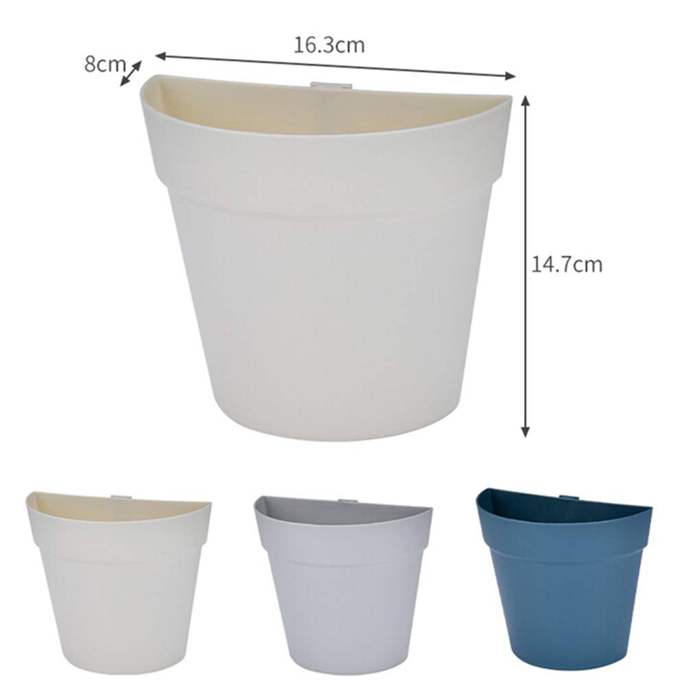 Difcuy Flower Pot,Semicircle Plant Bonsai Flower Pot Planter Bucket Wall Mount Office Home Decor Garden Tools Blue