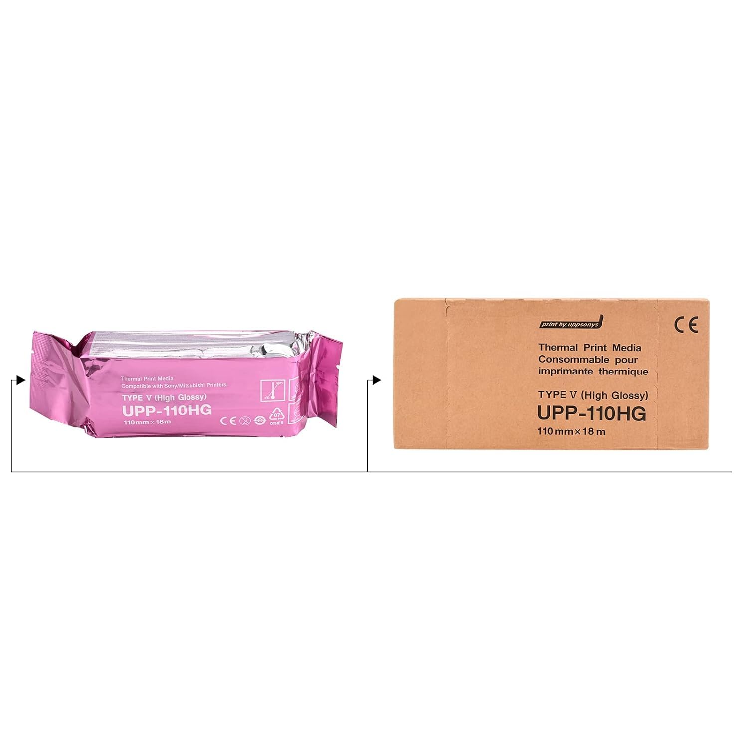 Compatible Upp110hg Ultrasound Paper for Printer,Upp-110hg Type V High Gloss Thermal Print Film/Media 10 Rolls