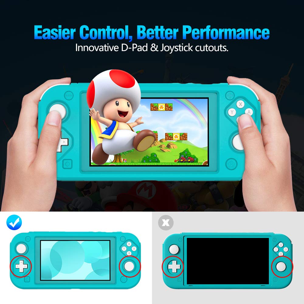 MoKo Grip Case Compatible with Switch Lite, Anti-Collision Non-Slip Shockproof Silicone Case Cover Shell Compatible with Switch Lite 2019 - Turquoise
