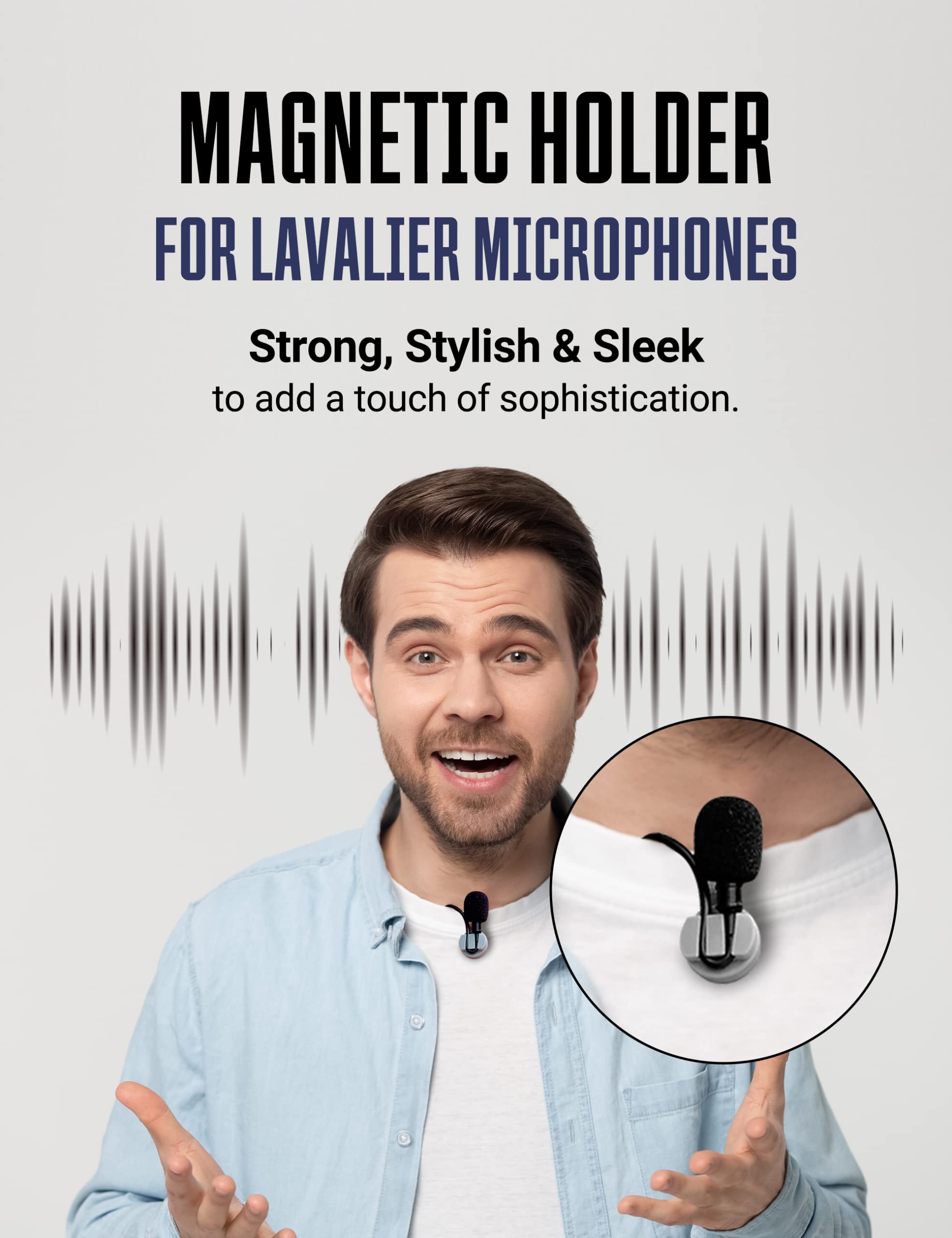 BALSANG BA06 Magnetic Holder for Lavalier Microphone | Gray Microphone Holder & Wire Clips | Tiny Microphone Accessories | Mini Mic Cable Clips & Wire Holders | Wire holder for Clip Microphone