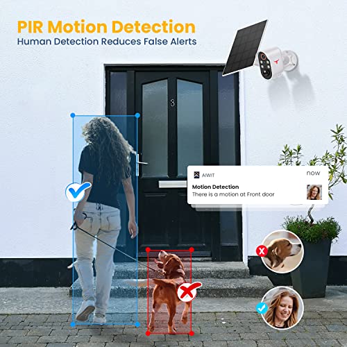EKEN Solar Security Camera Wireless 1080P Surveillance Outdoor WiFi Bullet cam with 4 Spotlights, Color Night Vision, 2-Way Audio, PIR Motion Detection, Cloud Storage, Smart AI Human Detection