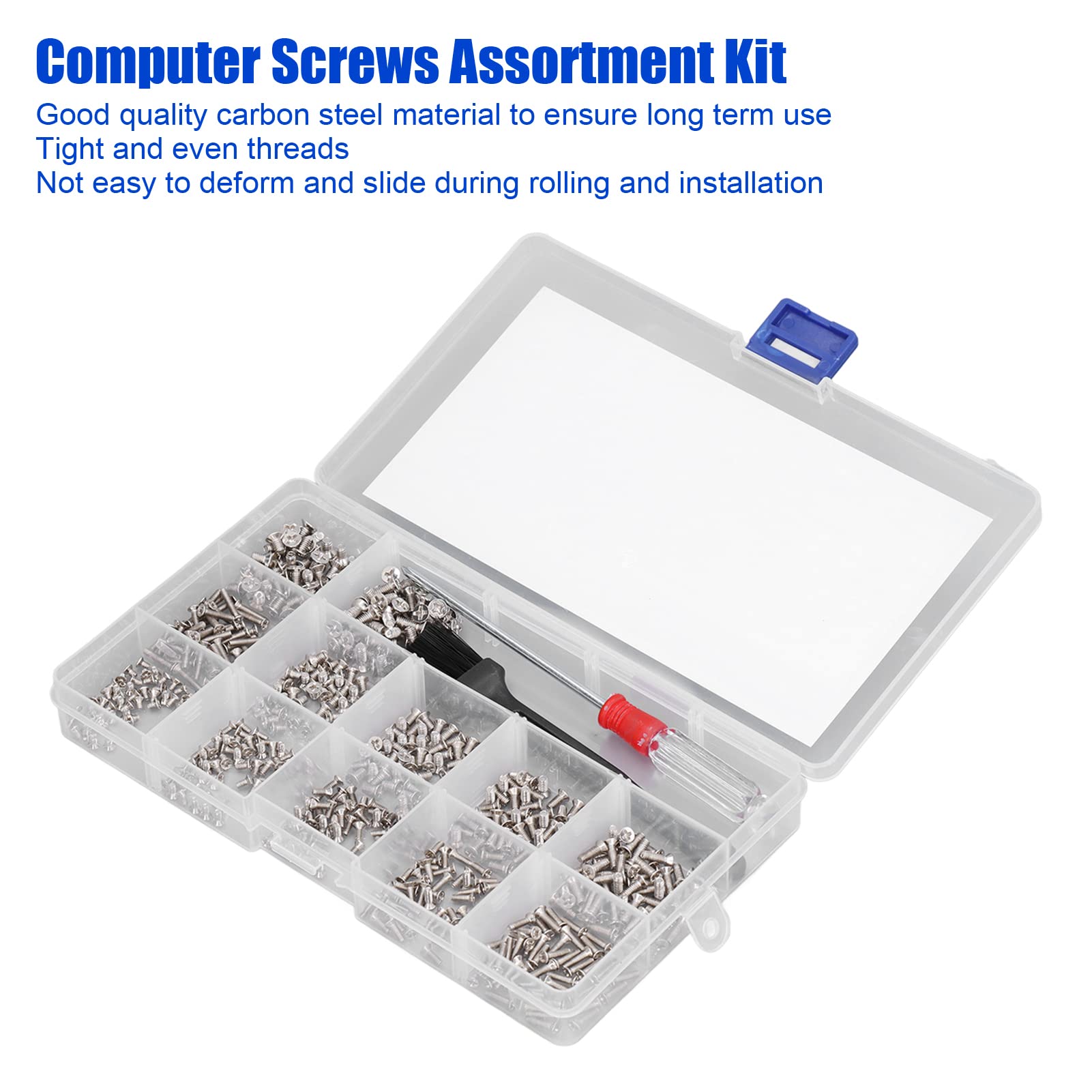 Computer Screw Set, M2 M2.5 M3 Non Slip Carbon Steel Flat Head Computer Screws for Laptop