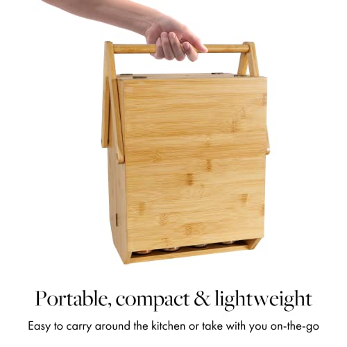 GOBAM Bamboo Kitchen Countertop Organizer - 3 Tier Shelf, Portable Space Saving Storage Spice Organizer for Living Room, Kitchen, Office, Outdoors - Natural, 10.2 x 7.9 x 13.4 inches