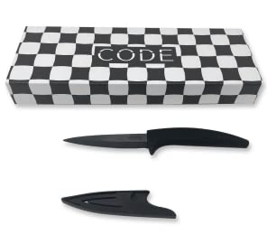 Code Master 4-inch Paring Ceramic Knife With Black Handle and Black Blades Cover and Gift Box Included