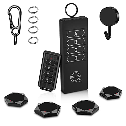Key Finder Locator, ELECPOW Remote Control Item Tracker with 85DB Loud Beeping Sound in 164ft for Anti-Lost Tags and Keychains(2 RF Transmitter & 4 Receivers)