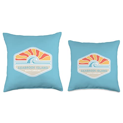 I Love Seabrook Island SC Ocean Apparel Shop I Love Seabrook Island Beach South Carolina Ocean Wave SC Throw Pillow, 18x18, Multicolor