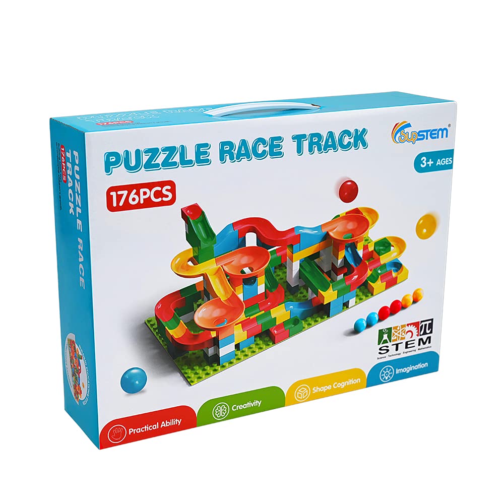 Marble Run,176 Pcs Marble Runs for Kids 4-8, Marble Run Race Track,STEM Learning Toys, Marble Run Building Blocks Classic Marble Track for Boys Girls Toddler Age 3,4,5,6,7,8+