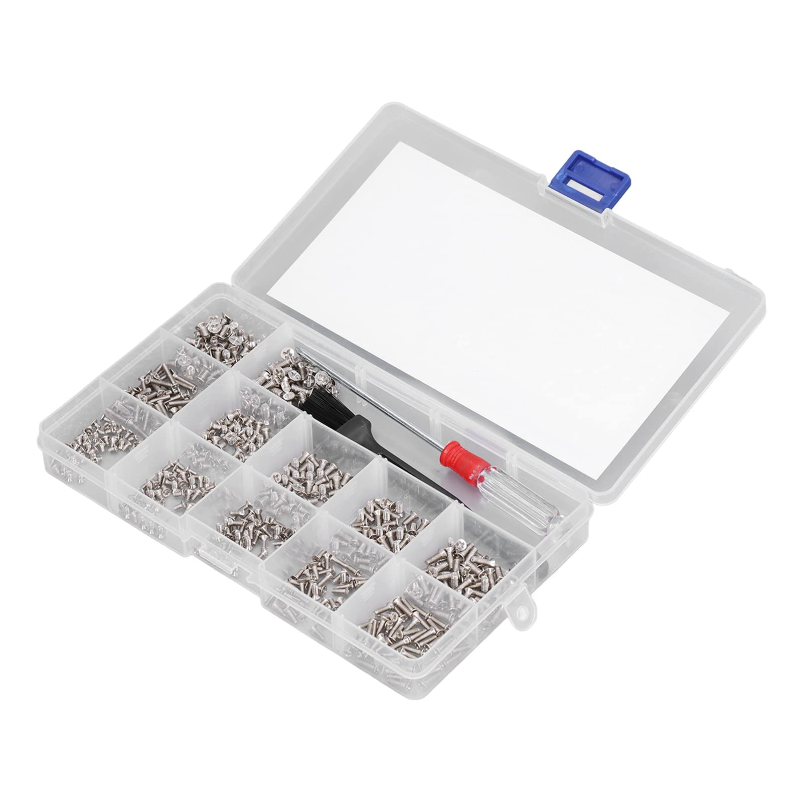 ComputerScrew, Carbon Steel ComputerScrews Kit Flathead M2M2.5M3 Tight Even Threads with ScrewdriverBrush for Notebook for Serviceman