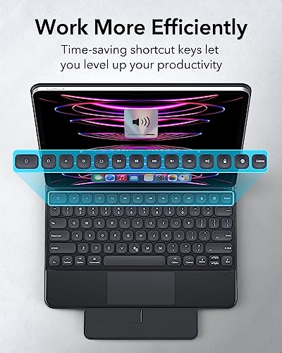 ESR iPad Keyboard Case for iPad Pro 12.9 inch (3rd, 4th, 5th, 6th Generation), Easy-Set Floating Cantilever Stand, Precision Multi-Touch Trackpad, Multi-Color Backlit Keys, Magic Keyboard, Black