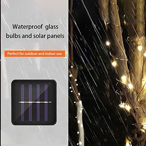 MorTime 200 LED 66 FT Solar Copper Wire String Lights, 8 Modes Waterproof Fairy String Lights for Indoor Outdoor Home Wedding Party Decoration, Warm White