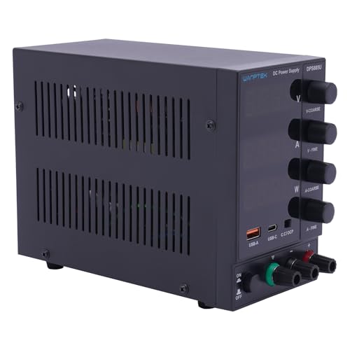 DC Power Supply Variable 300W, DPS605U Bench Power Supply with Encoder Adjustment Knob, DC Regulated Power Supply with USB Quick-Charge for Burn-in Test Production Line Test Laboratory (60V 5A Black)