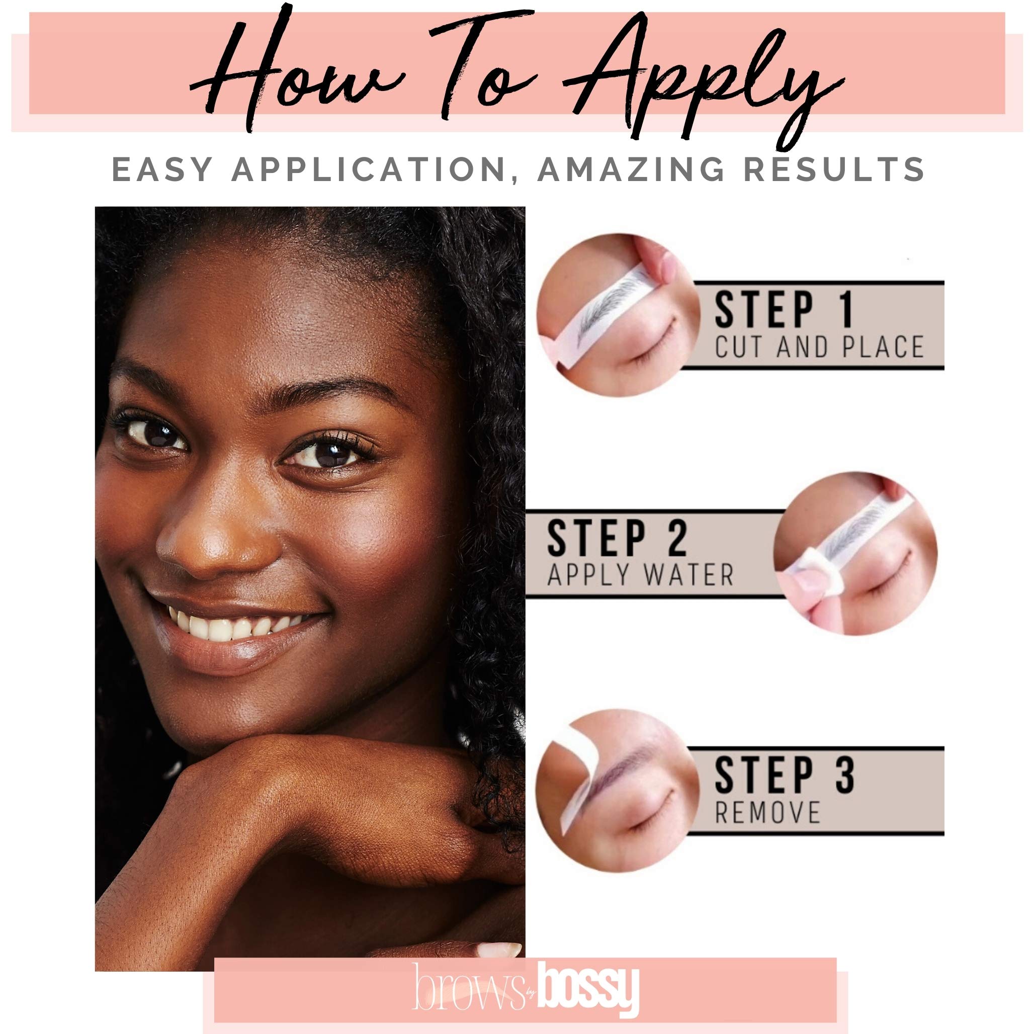 Brows by Bossy Variety Styles Temporary Eyebrow Tattoos Waterproof Eyebrow Stickers, False Tattoos Hair Like Peel Off Instant Transfer Brows Women And Men Natural Strokes, Shaping, Tint (brown)