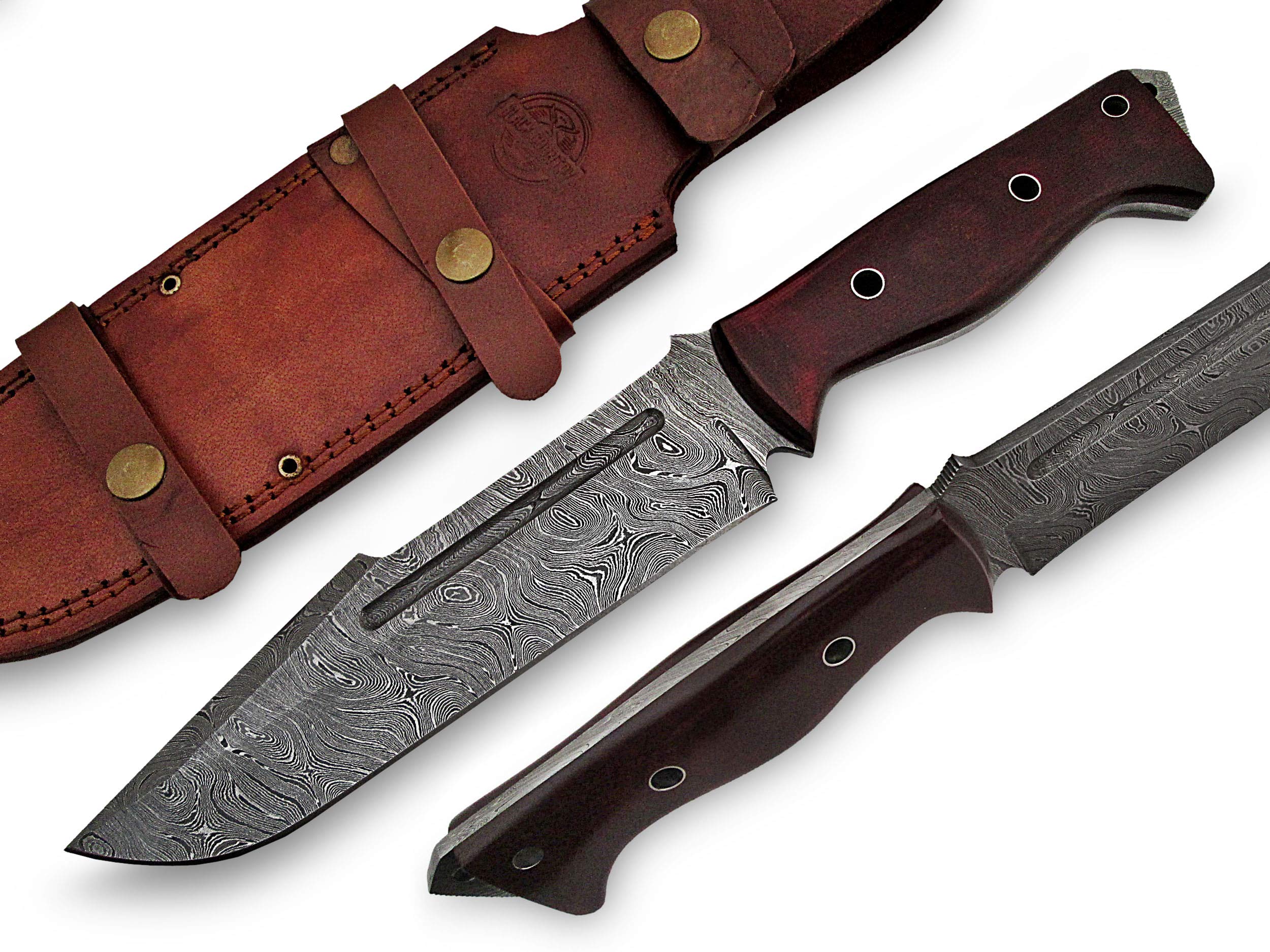 Black Country Custom Damascus Handmade Hunting Bowie Knife. Comes with a sheath.
