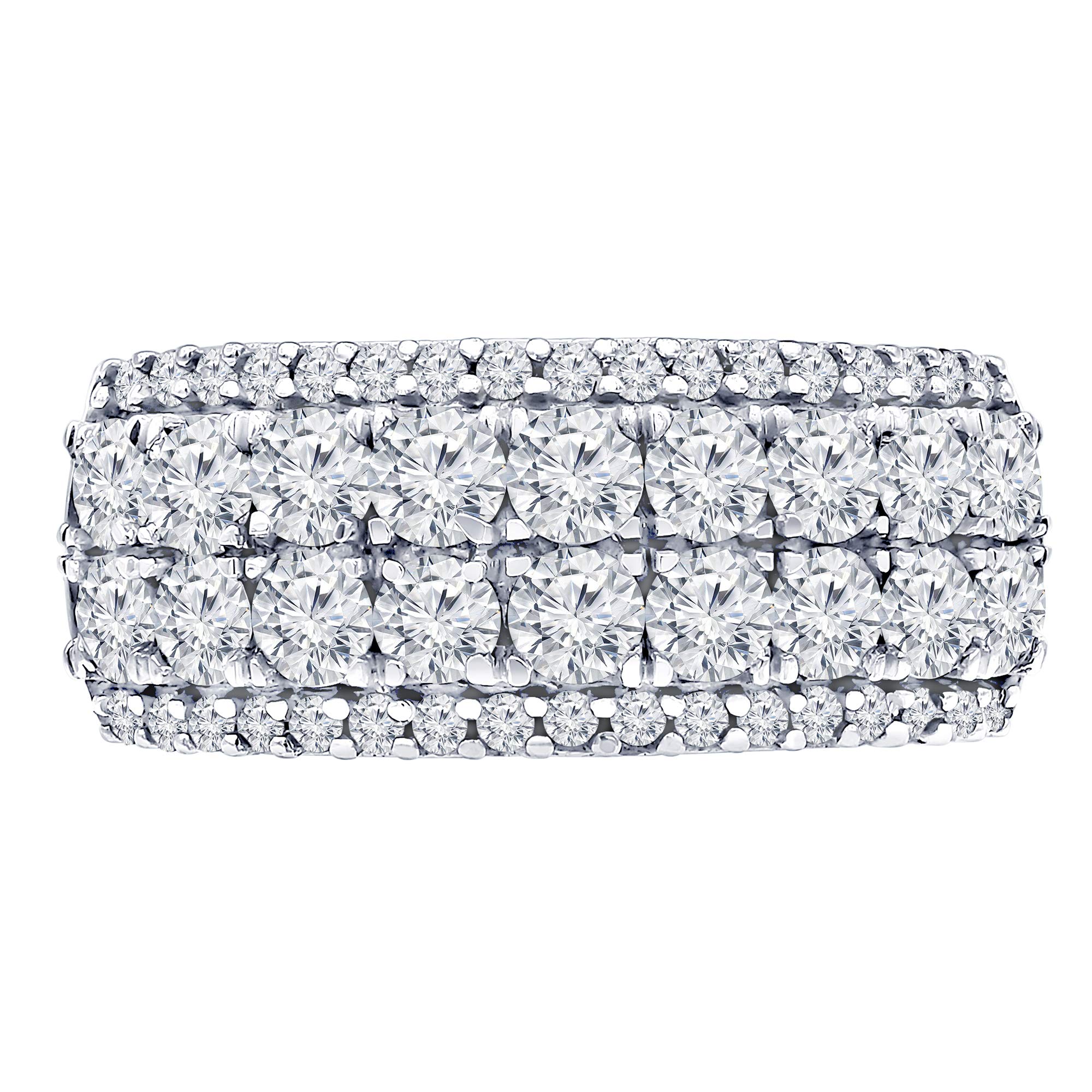 Beyond Brilliance 2.00 Carat, Prong-Set 10K White Gold Round Cut Diamond Multi-row Anniversary Ring (J-K - I2-I3) Natural Diamond Jewelry for Women | Gift Box Included