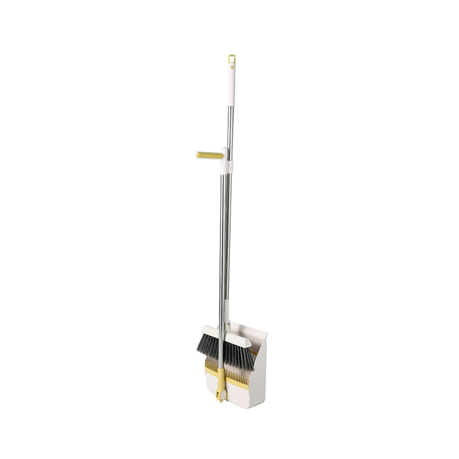 Brooms for Sweeping Indoor 180 Degree Rotatable Standing Storage Buckle Type Brooms and Dustpan Set with Scraping Teeth and Scraper Deep Cleaning Suitable for Home