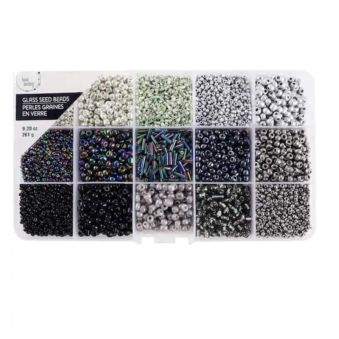 Black & Silver Mix Glass Seed Beads by Bead Landing