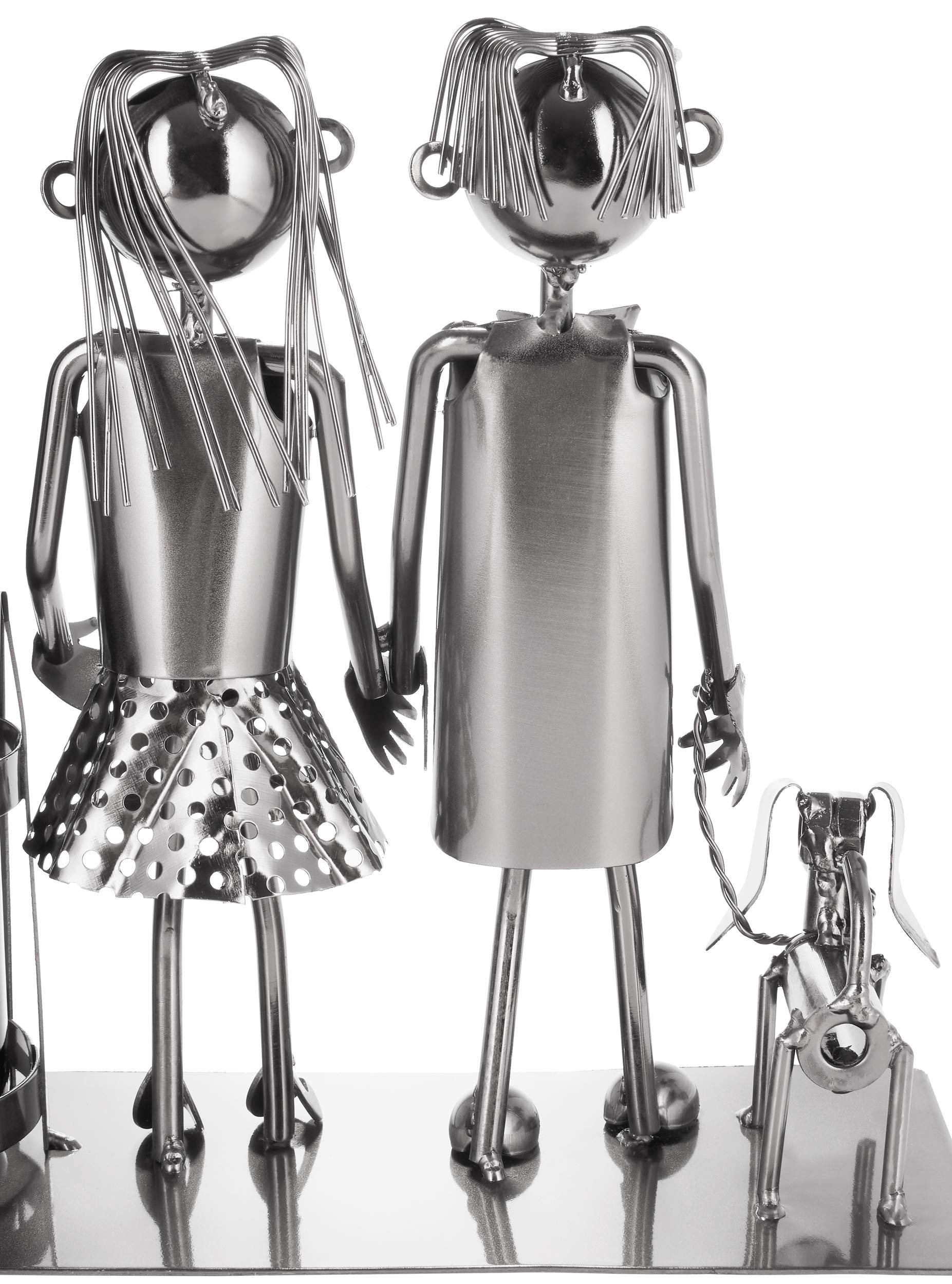 BRUBAKER Bottle Holder Wine - Couple with Dog - Decoration Object Metal - Bottle Stand with Greeting Card