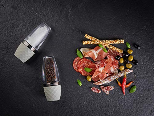 Cole & Mason H321806 City Salt and Pepper Mills | Precision+ Stemless | Concrete/Acrylic | 160 mm | Gift Set | Includes 2 x Salt and Pepper Grinders | Lifetime Mechanism Guarantee
