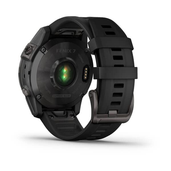 Garmin Fenix 7 Sapphire Solar Edition Smart Watch Carbon Gray DLC Titanium w Black Band (47mm) + Wireless Headphones + Watch Charging Stand + USB Car/Wall Adapter + 6TH AVE Cleaning Kit (010-02540-20)