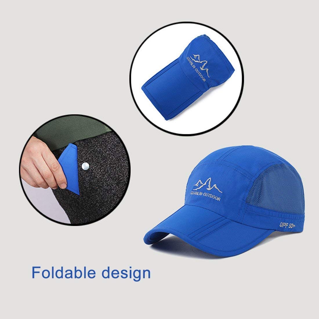 Black Baseball Cap, Trucker Hat Men, Golf Fishing Running Camping Cycling Quick Dry Sport Caps Unisex, Foldable UPF 50+ Sun Protection