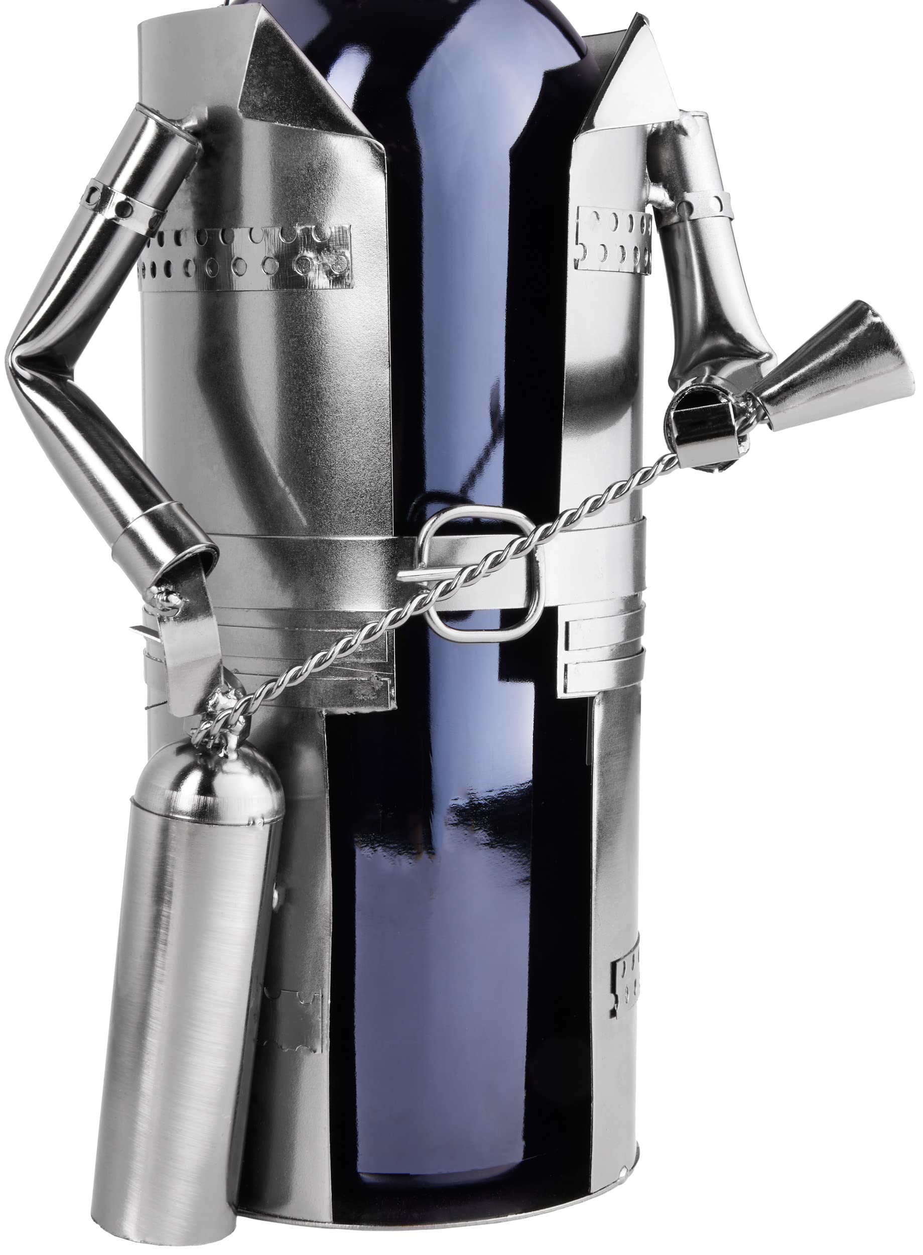 BRUBAKER Wine Bottle Holder Firefighter - Metal Sculpture - Wine Rack Decor - Tabletop - with Greeting Card