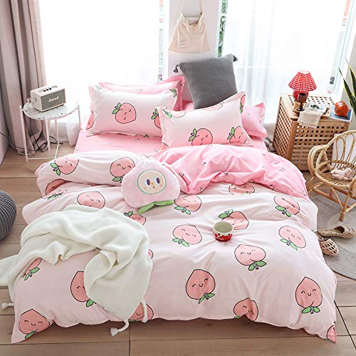 Erosebridal 7 Pieces Peach Bedding Set: Duvet Cover+Bed Sheets (Queen Size)