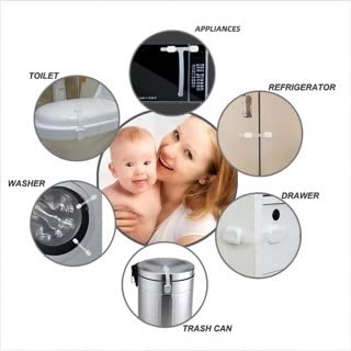 Child Safety Cabinet Locks - (8Pack) Baby Proofing Latches to Drawer-Door Fridge-Oven-Toilet Seat-Kitchen-Cupboard with 3M Adhesive-Adjustable Strap with Extra Replacement Tapes