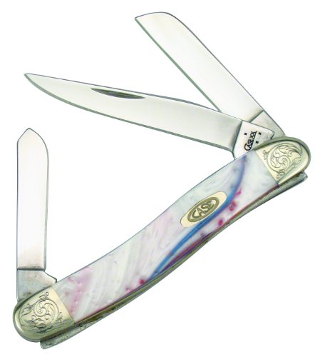 Case Cutlery 9318STAR/E Engraved Star Spangled Banner Medium Stockman Corelon Pocket Knife with Stainless Steel Blades, Red/White/Blue