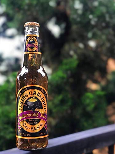 Flying Cauldron Butterscotch Beer (12 Fl Oz (Pack of 4)), Vanilla Cream Soda Brew, All- Natural, Non-Alcoholic and Caffeine free.