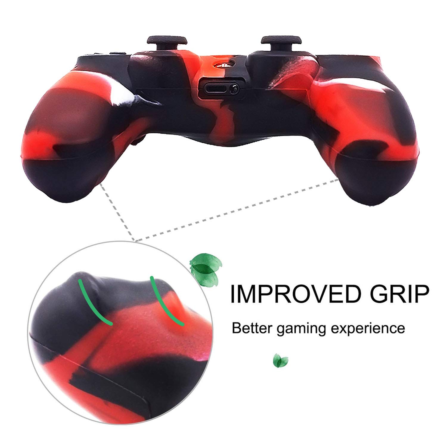 BRHE 3 Pack Silicone Cover Skins for PS4 Controller, Protector Case Accessories Set for PS 4/PS4 Slim/PS4 Pro Wireless/Wired Gamepad Joystick with 8 Thumb Grips Caps