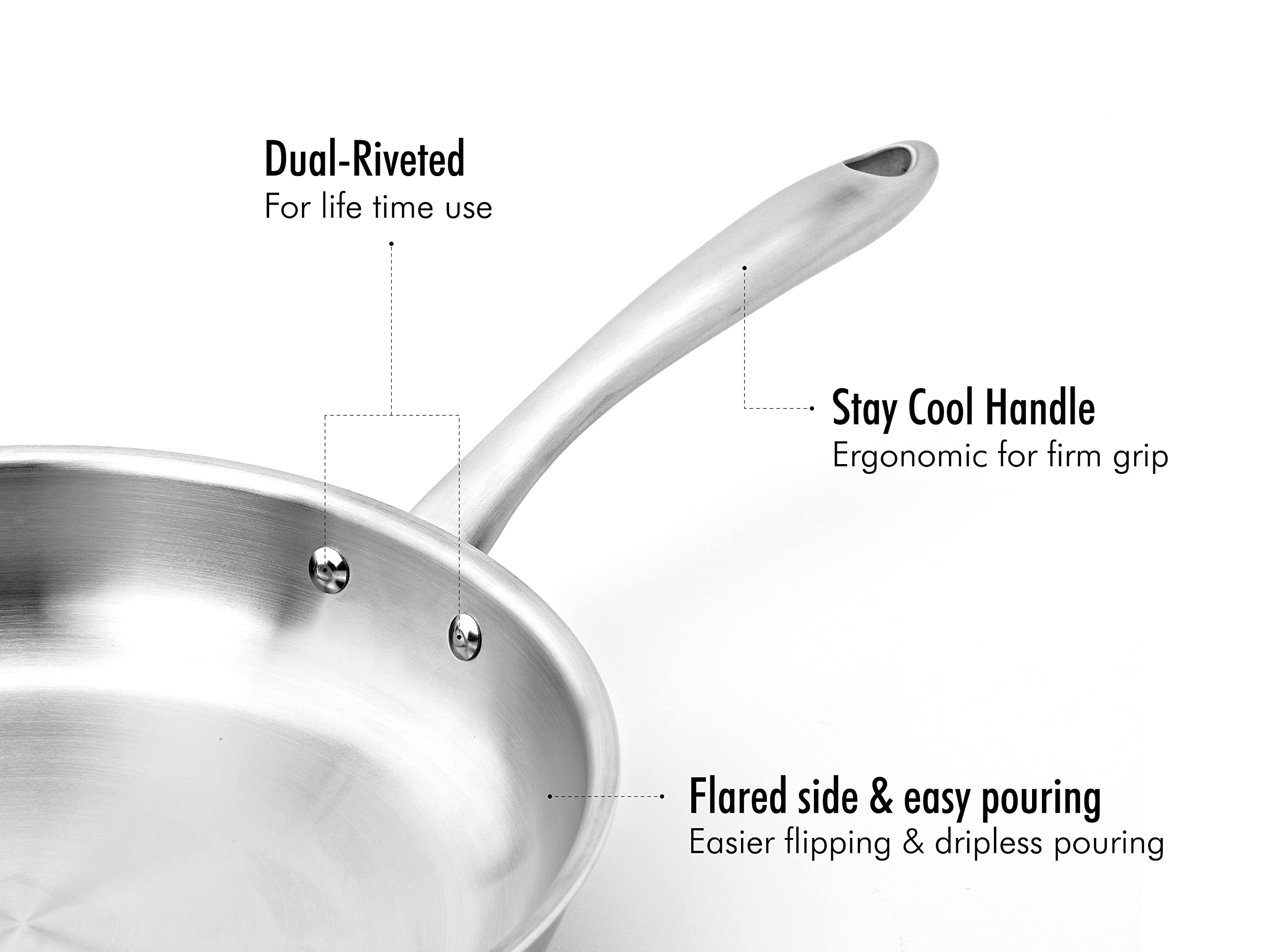 CHEF TOPF 5-ply Stainless Steel Frying Pan 10inch, Full 5-Ply Clad Construction Professional Grade Pan, Brushed Finish, Induction Cooking Pan, Oven Safe, Dishwasher Safe