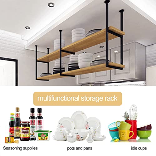 Ceiling Shelf Industrial Retro Kitchen Shelves, Ceiling Iron Pipe Shelf Hung Bracket DIY Storage Shelving, with Planks, for Kitchen Bar Restaurant Flower Stand Wine Racks ( Size : 100x30x80cm )