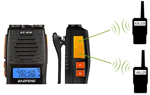 Baofeng Ham Radio Handheld GT-5TP, 8W Portable with High Capacity Battery, Dual Band High Power Two Way Radio with Dual PTT, Black