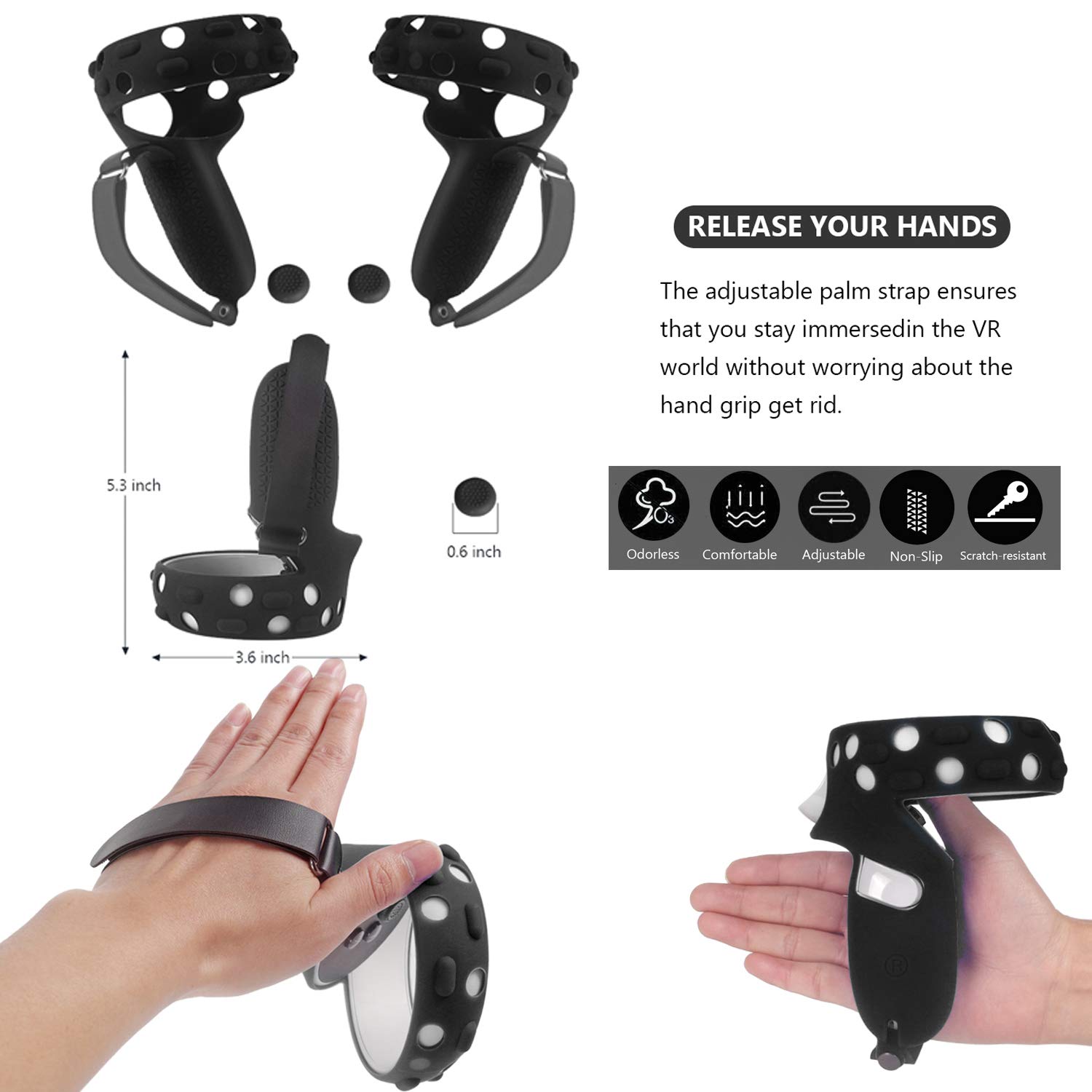 beyonday Controller Grip Cover, with Adjustable Straps, Sponge Head Beam, Lens Protective Cover, Wrist Straps, Cover for Oculus Quest2 Accessories Silicone Protector