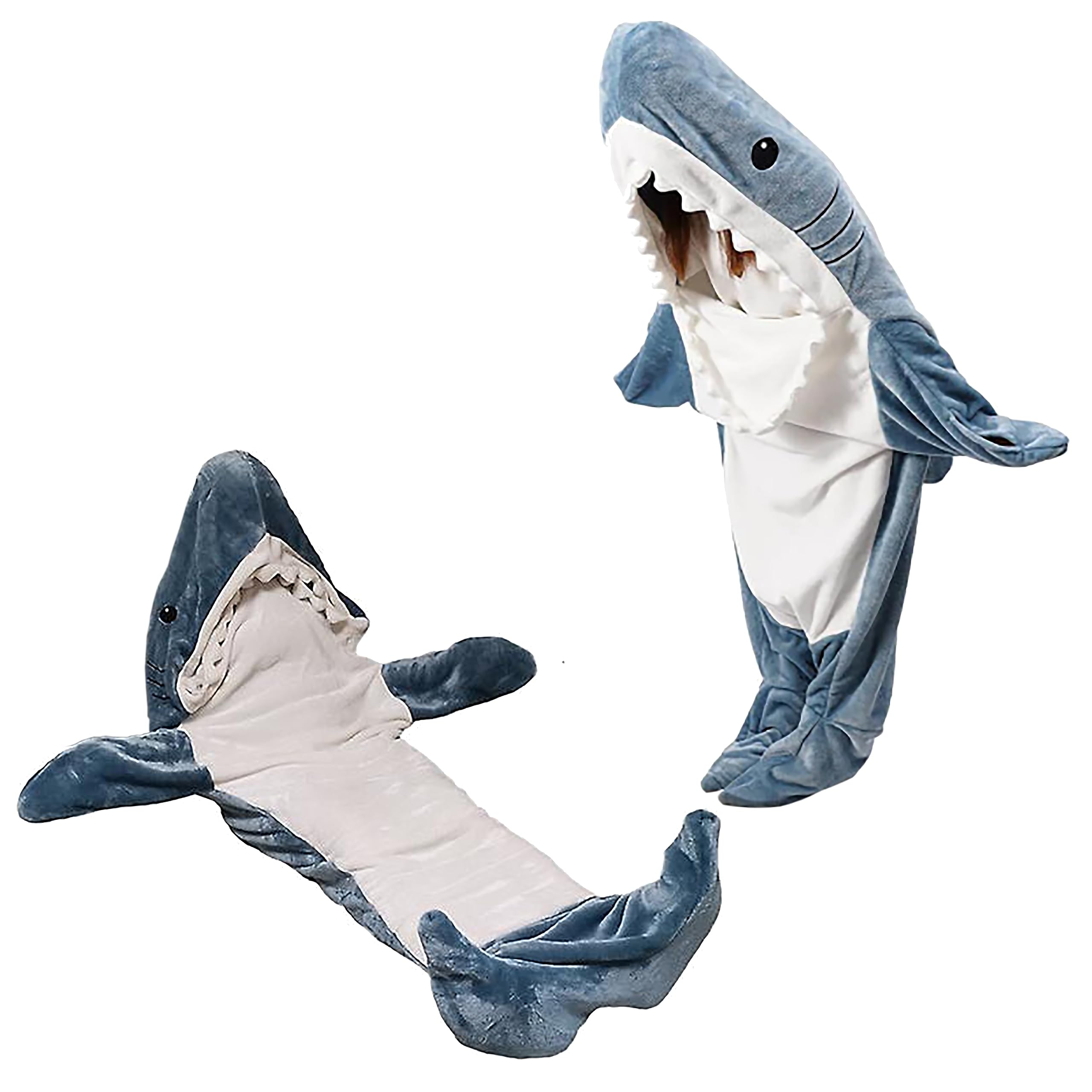 Shark Blanket For Adult, Wearable Shark Blanket Hoodie Super Soft Cozy Flannel, Boys Girls Shark Onesie