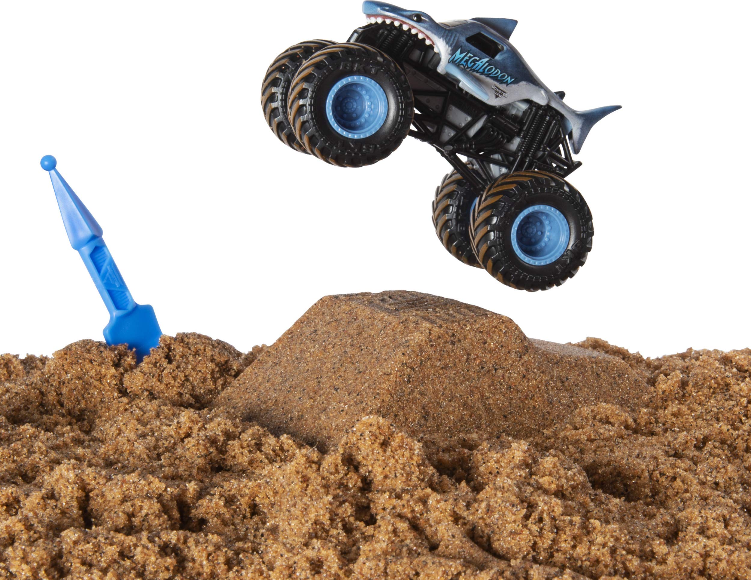 Monster Jam, Megalodon Monster Dirt Starter Set, Featuring 8oz of Monster Dirt and Official 1:64 Scale Die-Cast Truck