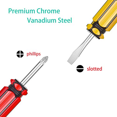 Buspoll short screwdriver set two-color small handle stubby screwdriver Phillips screwdriver and flat head screwdriver