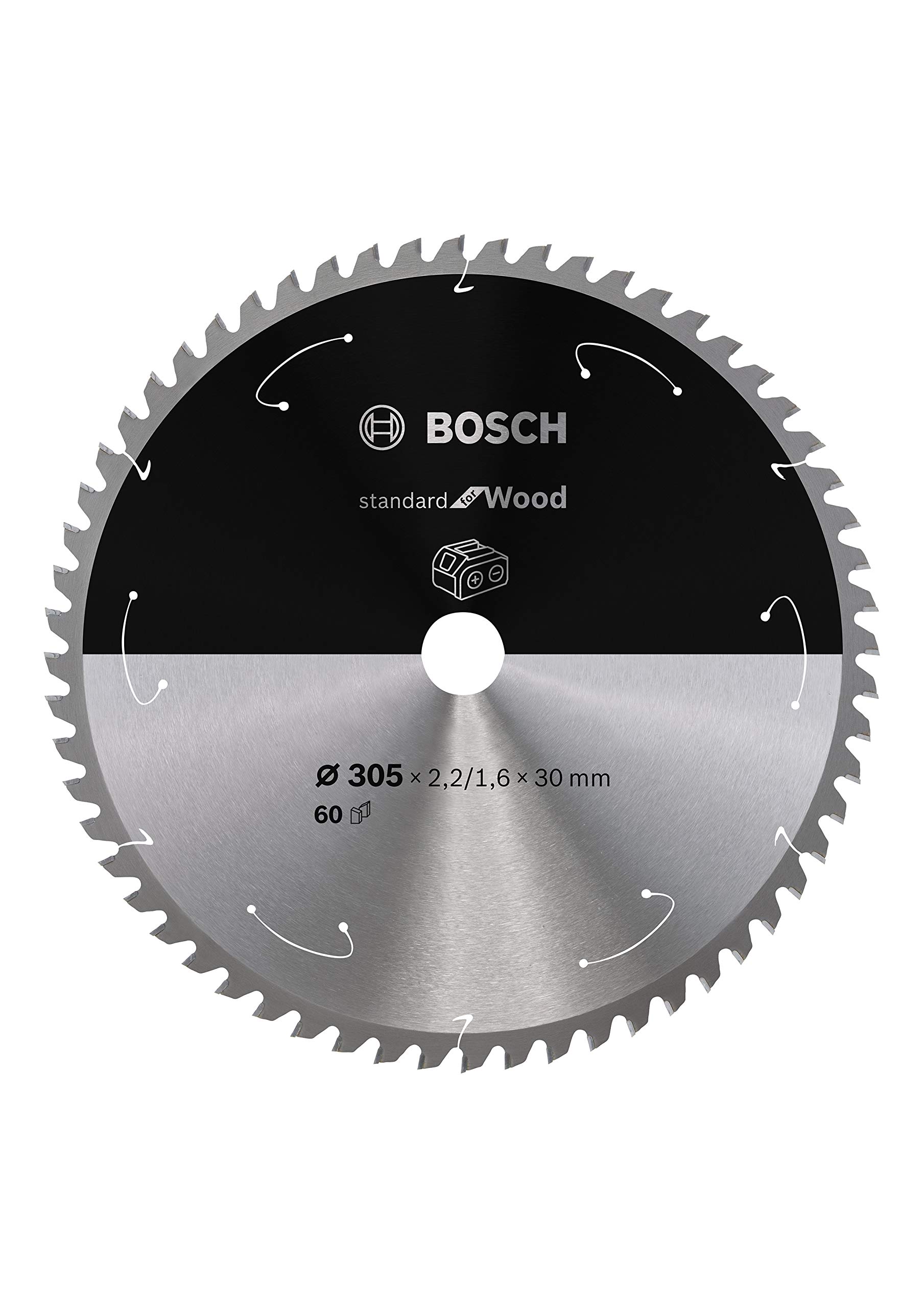 Bosch Professional Circular Saw Blade Standard for Wood (Wood, 305 x 30 x 2.2 mm, 60 Teeth Accessories, Battery Circular Saw)