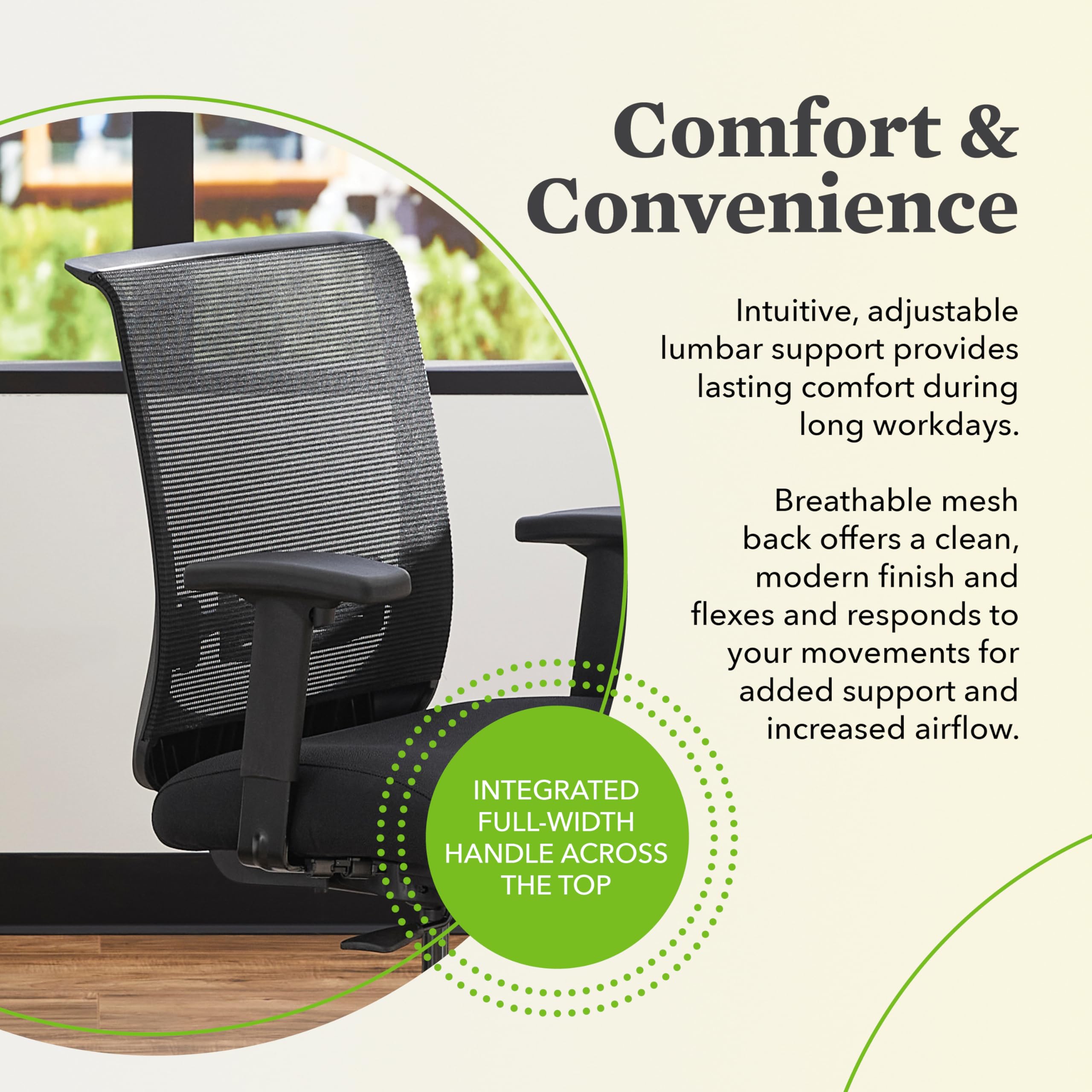 HON Convergence Ergonomic Office Chair Mesh Back Computer Desk Chair with Wheels - Comfortable Home Office Chair, Rolling Swivel, Adjustable Arms, Lumbar Support, Synchro-Tilt Recline