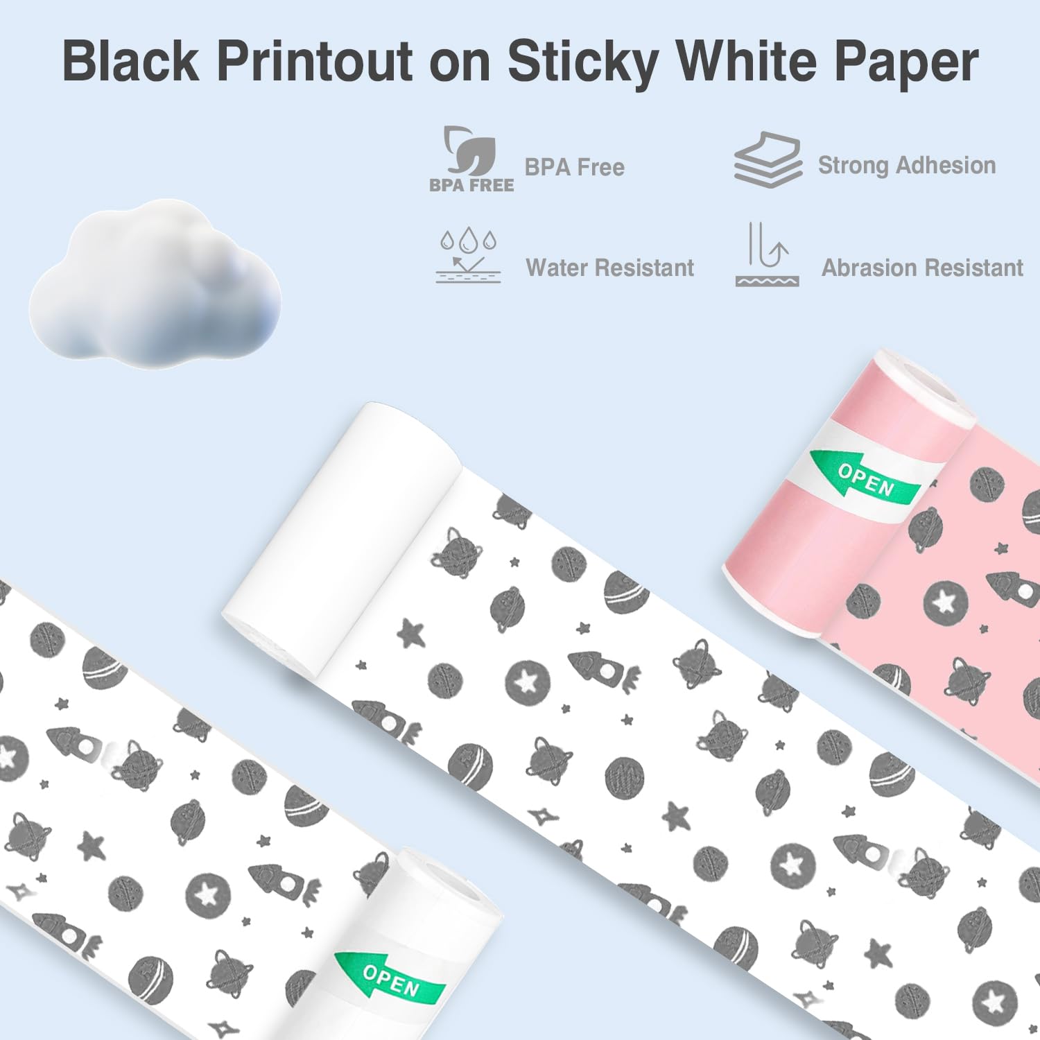 Mini Printer Paper Thermal Sticker printer Paper Mini Thermal Printer Paper Photo Printer Labels kids camera paper 10 roll Suitable for Various Inkless Sticker Printers